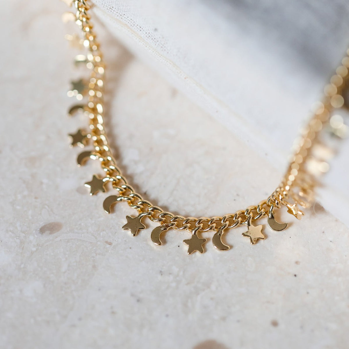 Moon & Star Gold Chain Anklet | The Gilded Witch